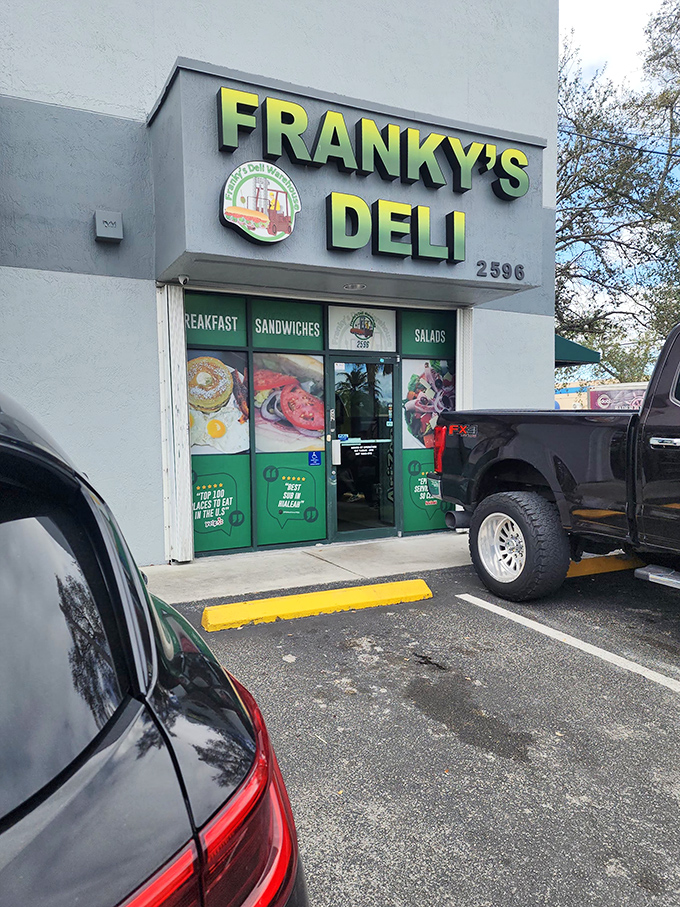 The unassuming storefront of Franky's Deli might not stop traffic, but the cars parked outside tell the real story&mdash;people come for the sandwiches, not the scenery.
