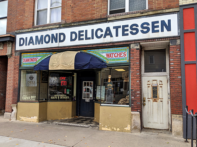 The unassuming storefront of Diamond Deli beckons with its classic brick fa&ccedil;ade and cheerful red umbrellas&mdash;sandwich paradise hiding in plain sight.