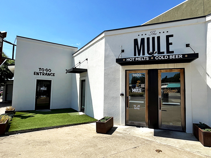 The unassuming exterior of The Mule belies the culinary treasures within. Like finding a diamond in a plain wrapper, this Oklahoma City gem promises "HOT MELTS &bull; COLD BEER" &mdash; and delivers spectacularly.