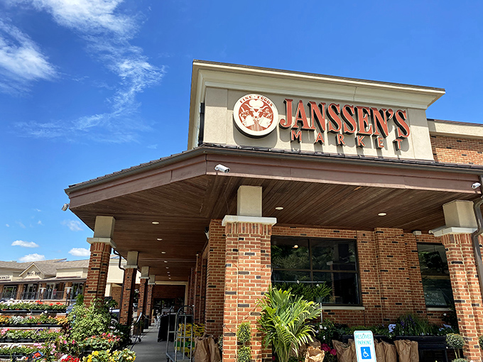 Janssen's Market welcomes you with its iconic storefront, where even the seasonal decorations hint at the attention to detail you'll find inside.