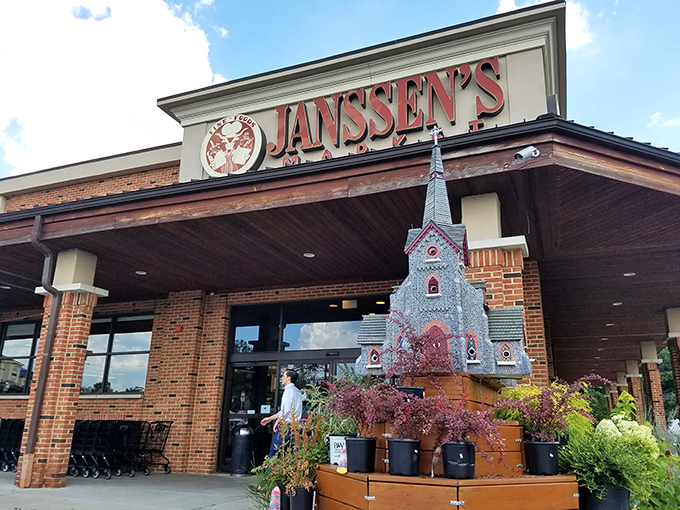 Janssen's Market welcomes you with its iconic storefront, where even the seasonal decorations hint at the attention to detail you'll find inside.