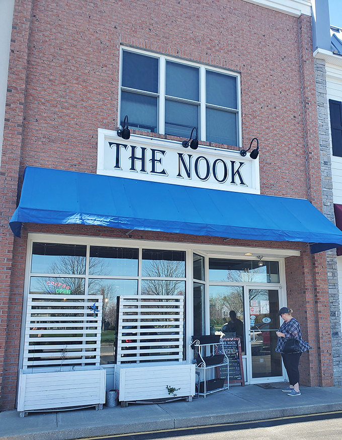 The brick fa&ccedil;ade and bright blue awning of The Nook stands as Milton's humble breakfast fortress, where culinary magic happens without fanfare or fuss.
