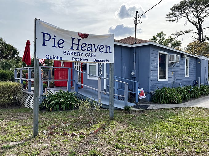 The unassuming blue exterior of Pie Heaven Bakery Cafe might not scream "culinary destination," but locals know this modest building houses Florida's most extraordinary pie collection.