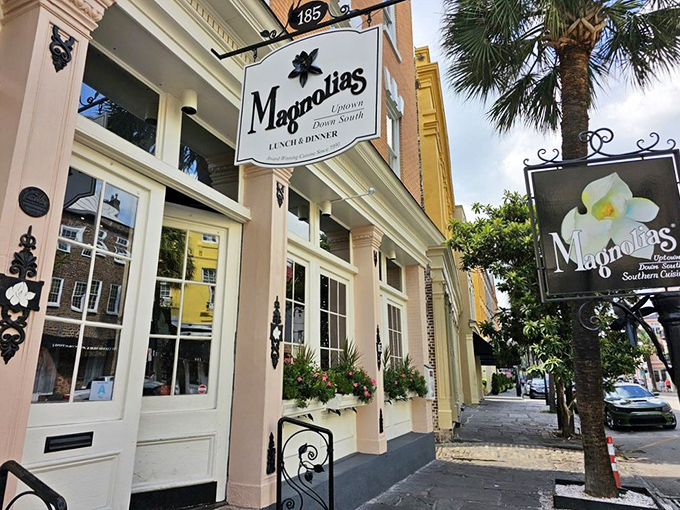 Magnolias' pink fa&ccedil;ade stands like Charleston's culinary equivalent of a Southern belle&mdash;graceful, inviting, and hiding delicious secrets behind those elegant windows.