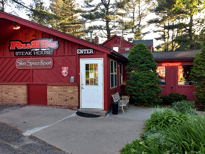 The classic red exterior of Rubb's nestled among towering pines announces you've found Wisconsin's version of culinary paradise.