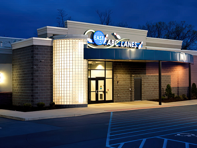 The iconic ABC East Lanes sign stands like a beacon, promising strikes, spares, and a healthy dose of nostalgia just off the Harrisburg highway.