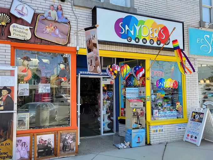 The rainbow-colored storefront of Snyder's Candy beckons like a sugar-fueled lighthouse on Rehoboth Beach's main drag.