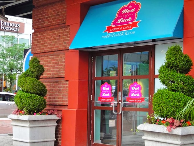 Lucky's vibrant turquoise storefront stands out against the brick building like a beacon of sweetness, promising three essential food groups: caffeine, sugar, and more sugar.