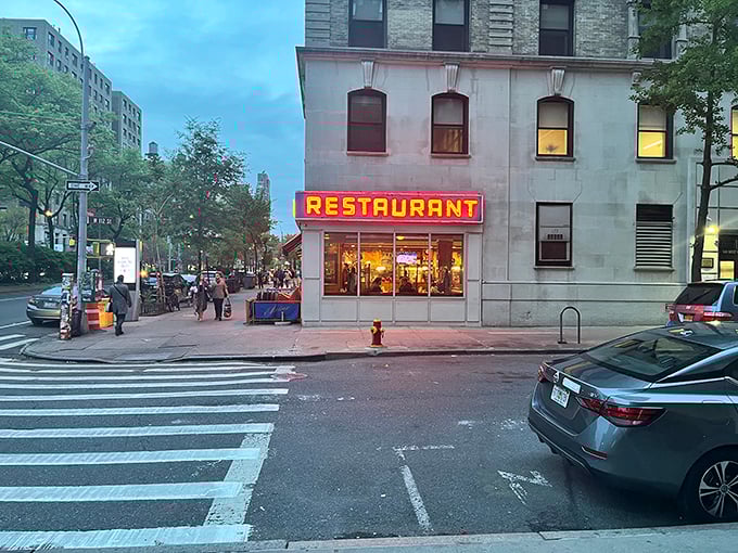 The iconic red "RESTAURANT" sign has welcomed hungry New Yorkers for decades&mdash;and yes, Seinfeld fans will recognize it instantly. 