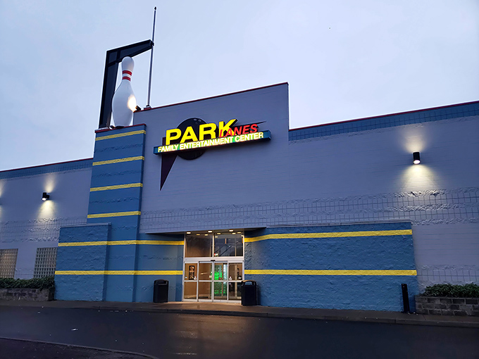 The unassuming exterior of Park Lanes hides a wonderland of fun inside, like finding a treasure chest disguised as a shoebox.