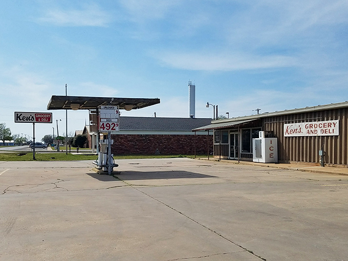 The unassuming exterior of Ken's Steak and Ribs proves the old adage: never judge a restaurant by its corrugated metal siding. Culinary treasures often hide in plain sight.