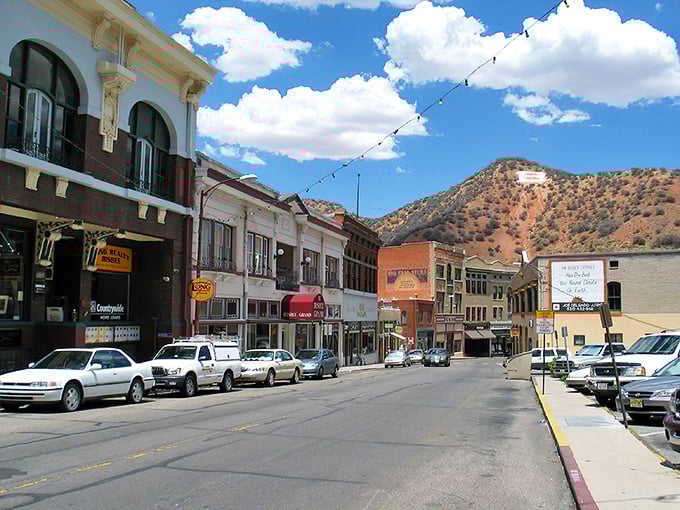 Main Street Bisbee looks like a movie set where the Wild West met Victorian architecture and decided to throw a block party together.