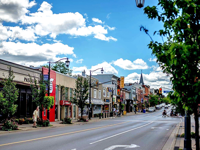 Union Street's historic charm unfolds like a storybook, where brick buildings and leafy trees create the perfect small-town tableau.
