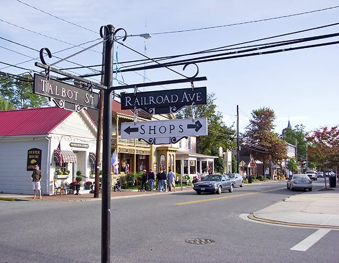 From this aerial view, Saint Michaels reveals itself as a watercolor painting come to life—where historic charm meets Chesapeake blue in perfect harmony.