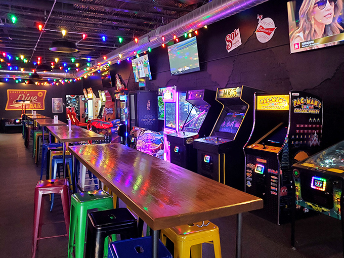 Basketball and beers &ndash; the adult version of a playground awaits at Dive Bar Hickory with NBA-themed arcade games and a unique beer token wall.