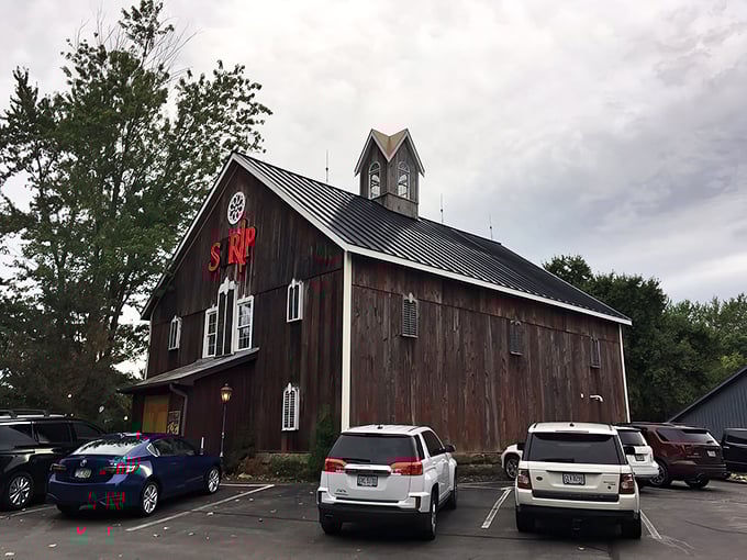 This isn't your grandpa's barn anymore! The rustic exterior of Strip Steakhouse in Avon houses culinary treasures behind those weathered wooden doors.