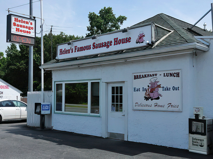 The unassuming white building with "Helen's Famous Sausage House" emblazoned across the top isn't trying to impress you&mdash;until you taste what's inside.