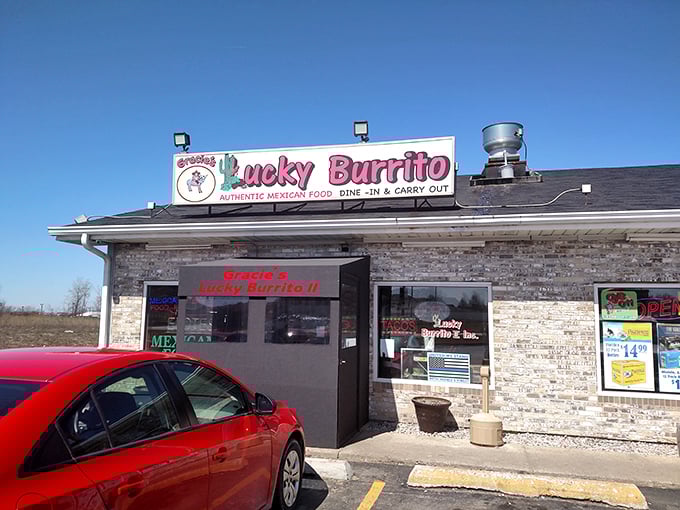 The unassuming exterior of Lucky Burrito stands like a beacon of hope for hungry travelers. Sometimes the best treasures hide in plain sight.