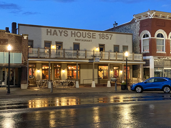 The grand old lady of Kansas dining stands proudly on Council Grove's main street, her balcony beckoning travelers just as it did when wagon trains passed through.