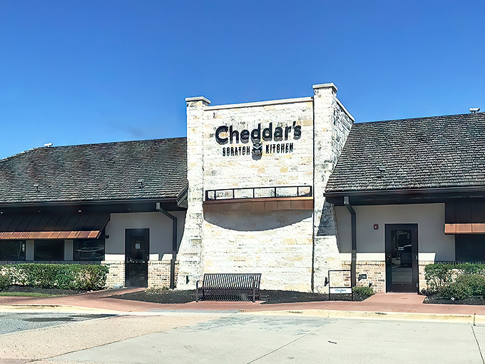 The lodge-like exterior of Cheddar's welcomes you like an old friend who happens to make killer comfort food. No pretension, just promise.