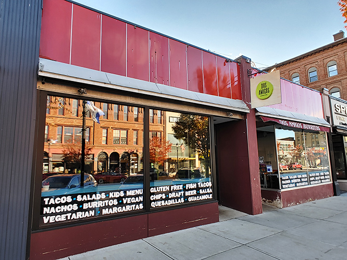 The unassuming red storefront of Dos Amigos on Concord's Main Street beckons hungry passersby with promises of Mexican delights within.