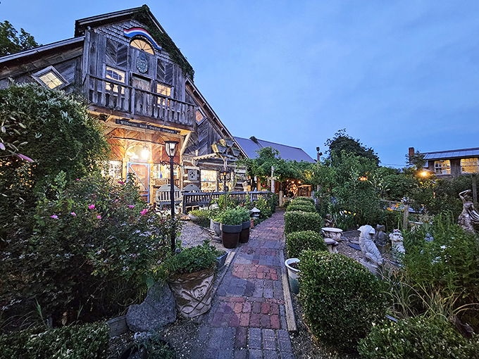 The Log House 1776 stands proudly in Wytheville, its weathered wooden exterior telling stories of centuries past while flowering wisteria adds a touch of romance.