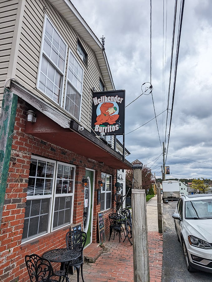 The unassuming exterior of Hellbender Burritos in Davis, WV might fool you, but locals know this brick-fronted treasure is where culinary magic happens.