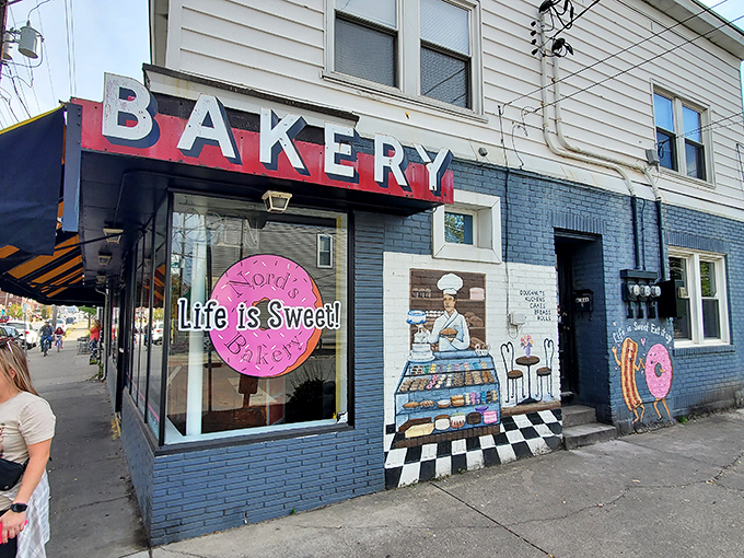 Nord's iconic storefront stands proud on Preston Highway, where that pink "Life is Sweet!" sign has been luring Louisville residents into carb-laden bliss for years.