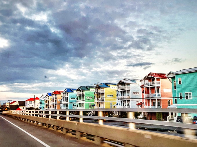 Candy-colored beach houses standing like a row of tropical cocktails &ndash; Fenwick Island's architectural rainbow is a feast for the eyes.