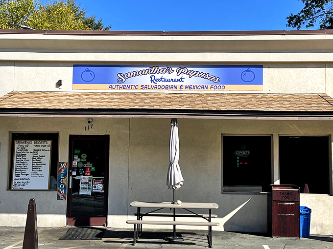 The unassuming blue sign beckons like a culinary lighthouse &ndash; proof that the best food often hides in plain sight rather than behind fancy facades. 