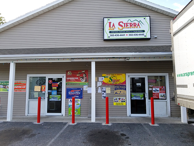 The unassuming exterior of La Sierra might not scream "culinary destination," but those red posts are practically waving you in like a matador's cape.