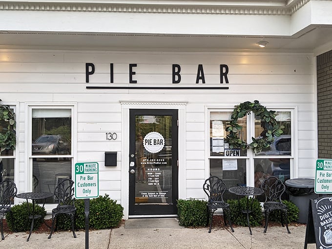 The simple white facade of Pie Bar beckons like a whisper among Woodstock's historic buildings &ndash; pie paradise awaits inside.