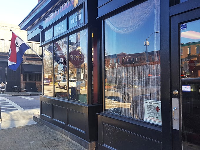 The black and gold exterior beckons like a pirate's treasure chest. This Canton corner spot promises dangerous levels of deliciousness behind its unassuming facade.