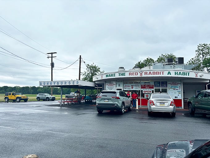 The time machine disguised as a drive-in restaurant. Red Rabbit's iconic "BUNNYBURGER" sign has been beckoning hungry travelers since 1964.