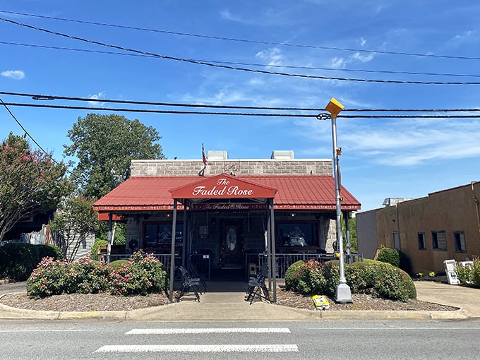 The unassuming brick exterior of The Faded Rose belies the culinary treasures within. That red awning might as well be a welcome mat to flavor town.