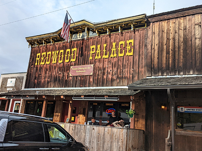 The Wild West meets fine dining at Redwood Palace, where that rustic wooden facade isn't just for show&mdash;it's a promise of authenticity waiting inside.