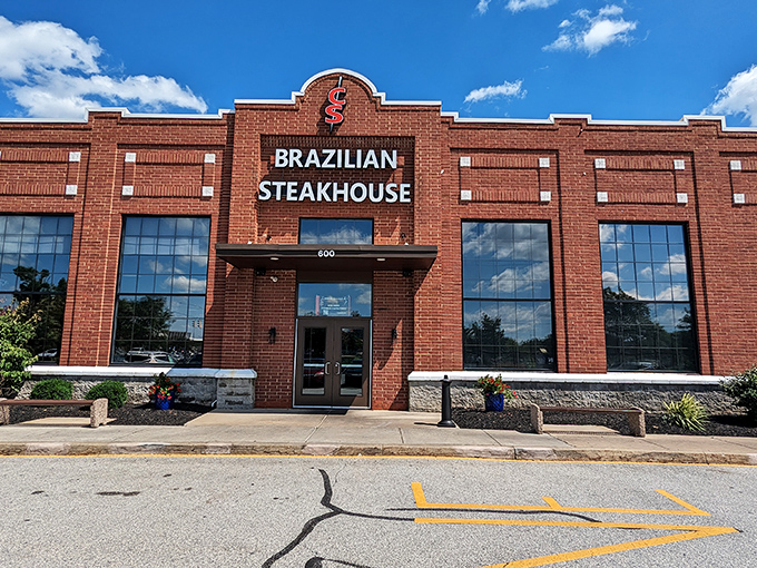 The brick facade of CS Brazilian Steakhouse stands like a carnivore's embassy on Delaware soil—promising diplomatic relations between your appetite and Brazil's finest culinary traditions.