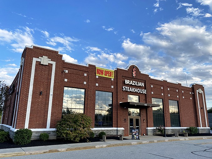 The brick facade of CS Brazilian Steakhouse stands like a carnivore's embassy on Delaware soil—promising diplomatic relations between your appetite and Brazil's finest culinary traditions.