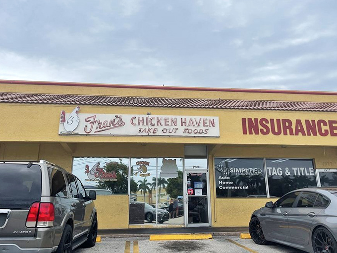 The unassuming yellow exterior of Fran's Chicken Haven proves once again that culinary treasures often hide in plain sight.