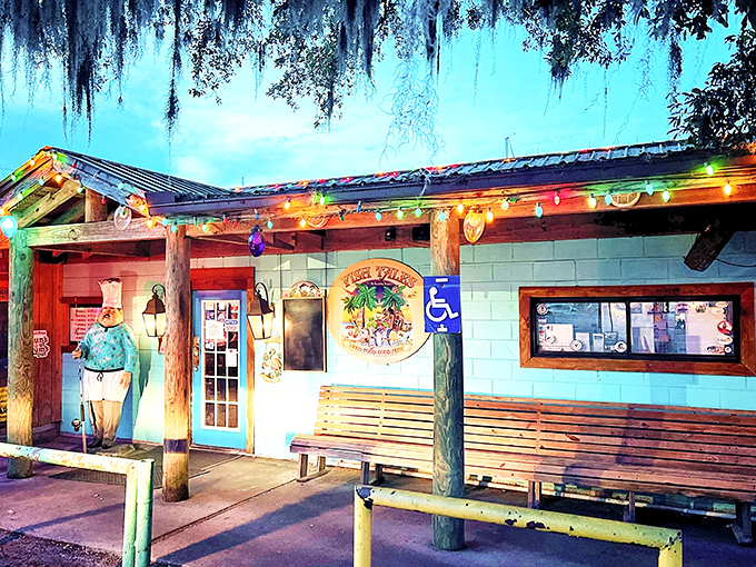 The humble exterior of Fish Tales belies the seafood paradise within. Those string lights aren't just decoration&mdash;they're a beacon for hungry souls.