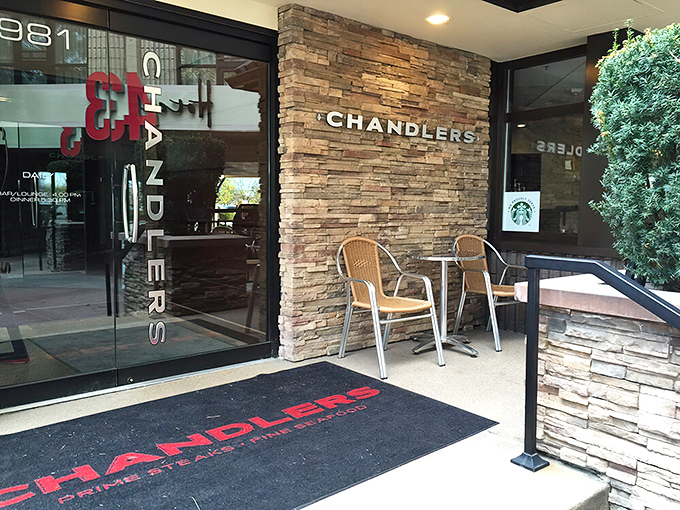 Chandlers' striking modern exterior stands like a beacon of culinary promise against Boise's skyline. The angular entrance practically whispers, "Important food decisions happen here."