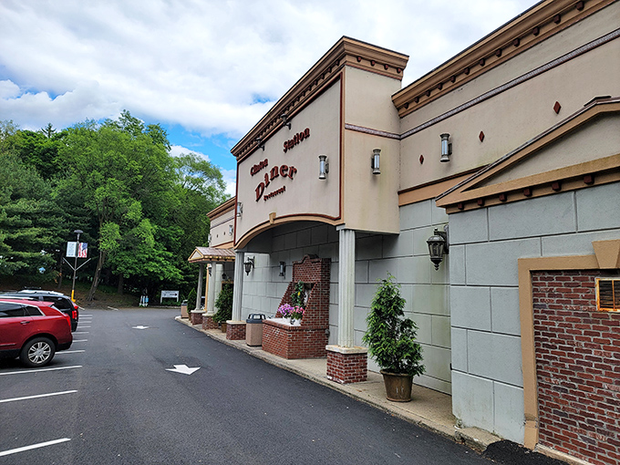 The unassuming exterior of Clinton Station Diner hides a temple of burger excess within. Like finding the Tardis of comfort food in New Jersey.