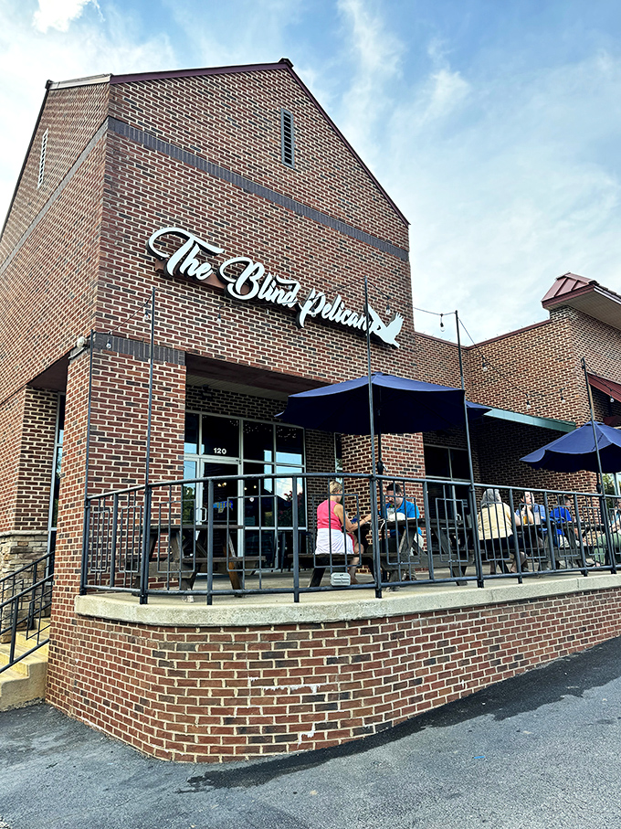 Brick and mortar never looked so inviting. The Blind Pelican's unassuming exterior gives no hint of the seafood paradise waiting inside. 