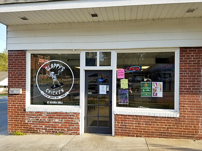 The unassuming brick storefront houses culinary treasures that locals whisper about. That dancing skeleton logo? A hint at the life-changing experience awaiting inside.