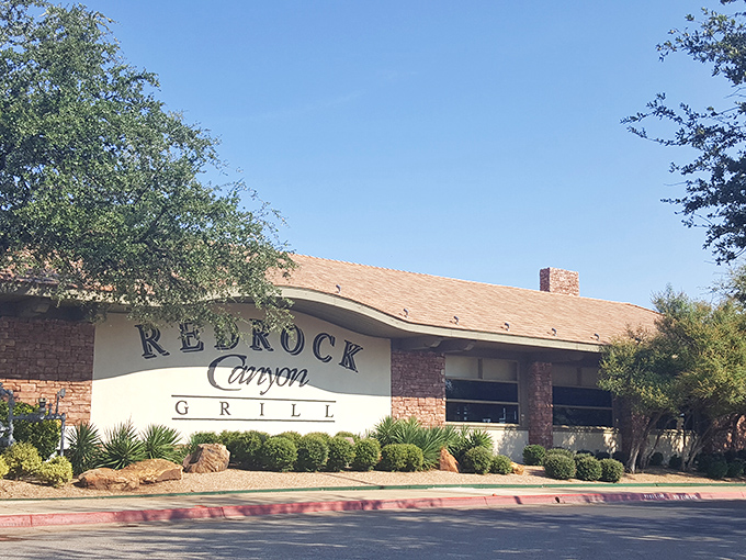 Stone meets sky at Redrock Canyon Grill, where that impressive chimney isn't just for show&mdash;it's the beacon that guides hungry Oklahomans home.