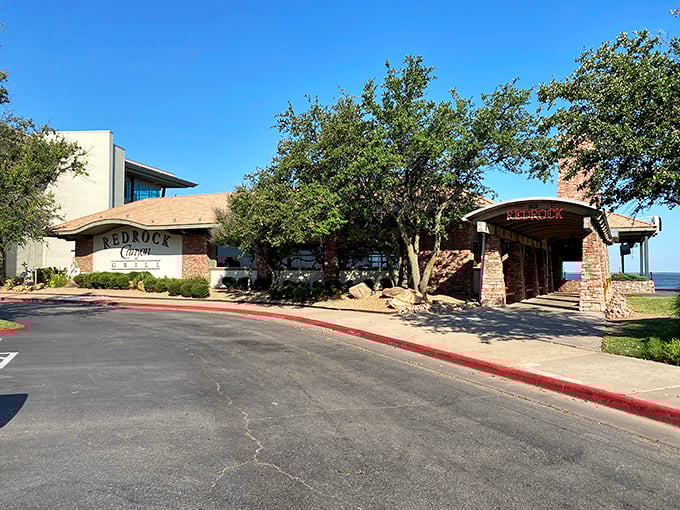 The lakeside patio at Redrock Canyon Grill offers the kind of view that makes even a mediocre meal memorable. Fortunately, the food is anything but mediocre.