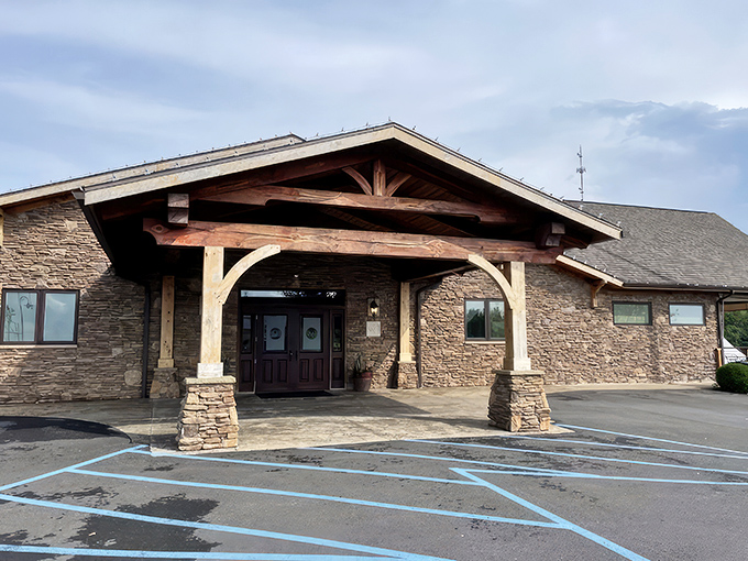 The stone facade of The Wonder Bar stands proudly against West Virginia's blue sky, like a carnivore's cathedral waiting to welcome the faithful.