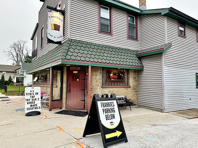 The unassuming exterior of Frankie's Pub & Grill stands like a sentry guarding culinary treasures within. Wisconsin's best-kept secrets often hide behind the simplest facades. 