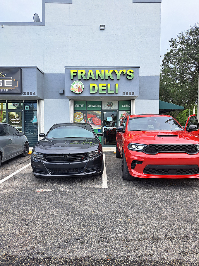 The unassuming storefront of Franky's Deli might not stop traffic, but the cars parked outside tell the real story&mdash;people come for the sandwiches, not the scenery.