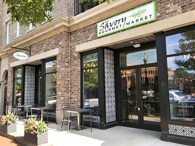 The brick fa&ccedil;ade and green accents of The Savory Gourmet Market beckon like a culinary lighthouse in Alpharetta. Simple outside, spectacular inside&mdash;just wait.